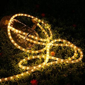 Brizled Warm White Rope Lights, 18ft 216 LED Rope Lights Waterproof, 120V Plugin Rope Lights Connectable with Clear PVC Tube, Indoor/Outdoor Decorative Rope Lights for Backyards Garden Patio Christmas