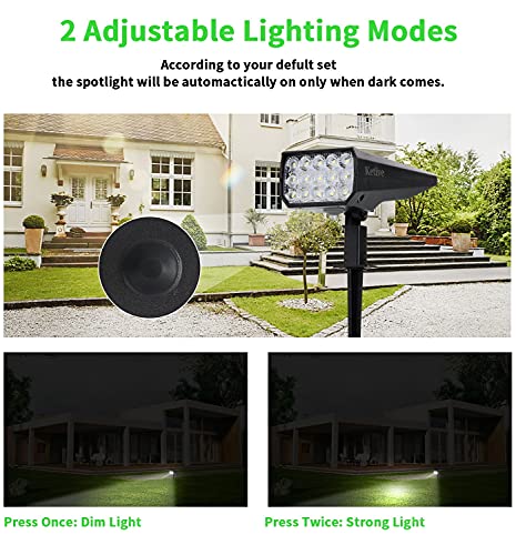 ketive Bright Solar Spotlights Outdoor,Solar Outdoor Light Waterproof, Auto-ON/Off Last a Whole Night Yard Lights, Cold White, 6 Pack