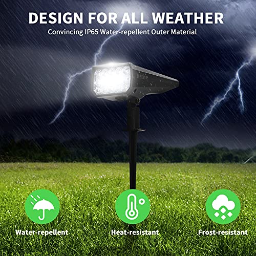 ketive Bright Solar Spotlights Outdoor,Solar Outdoor Light Waterproof, Auto-ON/Off Last a Whole Night Yard Lights, Cold White, 6 Pack