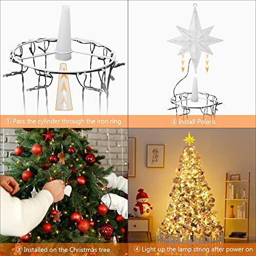 Christmas Tree Light with Star Topper, 10.5ft x15 Lines String Lights, 322 LED Christmas Curtain Fairy Lights with 8 Lighting Modes, for Xmas Tree Indoor Outdoor Party Garden Decor, Warm White