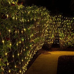 Eueasy Net Lights Outdoor, 10ft×10ft Gazebo Mesh Lights, 270 LED 8 Lighting Modes, Connectable Waterproof Net Lights for Gazebo, Backyard, Garden, Holiday, Christmas, Bush (Warm White)