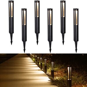 leonlite low voltage landscape lights, unique lighting effects led pathway lights, 172lm 3w 12-15v ac/dc, ip65, aluminum landscape outdoor driveway light, 3000k warm white, black finish, pack of 6