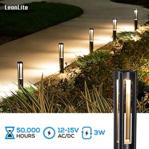 LEONLITE Low Voltage Landscape Lights, Unique Lighting Effects LED Pathway Lights, 172LM 3W 12-15V AC/DC, IP65, Aluminum Landscape Outdoor Driveway Light, 3000K Warm White, Black Finish, Pack of 6