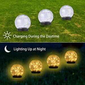 ZKLiLi Garden Solar Lights, Cracked Glass Ball Waterproof Warm White LED for Outdoor Pathway Patio Yard Lawn Globe Landscape Lighting (Ground Lamp)