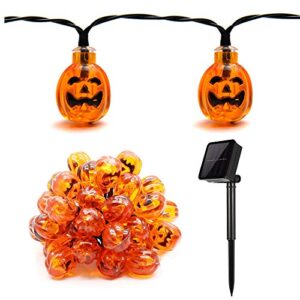 hann solar string lights, 30 leds pumpkin waterproof outdoor halloween string lights solar powered globe fairy string lights for garden, yard, home, landscape,christmas party (1 pack)