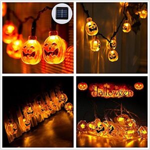 Hann Solar String Lights, 30 LEDs Pumpkin Waterproof Outdoor Halloween String Lights Solar Powered Globe Fairy String Lights for Garden, Yard, Home, Landscape,Christmas Party (1 Pack)