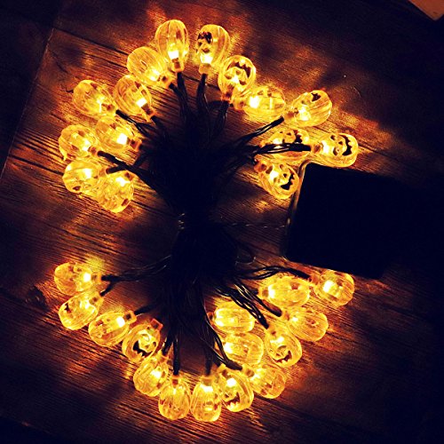 Hann Solar String Lights, 30 LEDs Pumpkin Waterproof Outdoor Halloween String Lights Solar Powered Globe Fairy String Lights for Garden, Yard, Home, Landscape,Christmas Party (1 Pack)