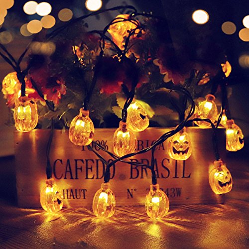 Hann Solar String Lights, 30 LEDs Pumpkin Waterproof Outdoor Halloween String Lights Solar Powered Globe Fairy String Lights for Garden, Yard, Home, Landscape,Christmas Party (1 Pack)