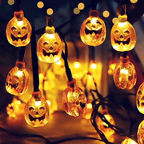 Hann Solar String Lights, 30 LEDs Pumpkin Waterproof Outdoor Halloween String Lights Solar Powered Globe Fairy String Lights for Garden, Yard, Home, Landscape,Christmas Party (1 Pack)