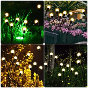 SHUKAN 4 Pack 10LED Solar Firefly Lights, Upgraded Solar Garden Lights Outdoor IP65 Waterproof, Swaying When Wind Blows, Solar Starburst Swaying Lights for Yard Patio Pathway Decoration (Warm White)