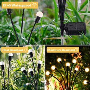 SHUKAN 4 Pack 10LED Solar Firefly Lights, Upgraded Solar Garden Lights Outdoor IP65 Waterproof, Swaying When Wind Blows, Solar Starburst Swaying Lights for Yard Patio Pathway Decoration (Warm White)