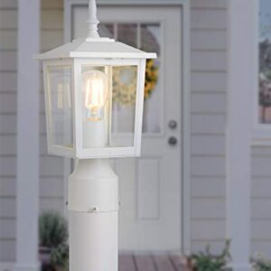 CINOTON Outdoor Post Light Fixtures White, Modern Exterior Post Lantern 6-Inch with Pier Mount Base, Waterproof IP65 Aluminum Patio Pole Lights with Clear Glass for Garden Pathway Deck Yard, White