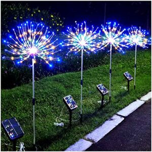 denicmic 2 pack solar firework lights outdoor garden lights 200 led solar starburst lights 8 mode solar star lights waterproof garden yard patio christmas decor (multi-colored)