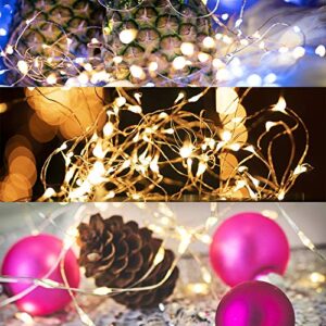 YKB Solar String Lights Outdoor 2 Pack Solar Powered Fairy Lights 39FT 120 LED 8 Modes Waterproof Copper Wire Twinkle Lights for Tree Patio Garden Wedding Party Christmas Decoration Warm White