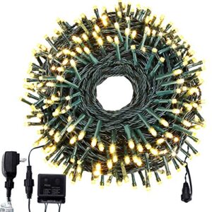 royamy outdoor christmas string lights 300 led 105ft, ip55 waterproof ul certificated suitable outdoor indoor fairy lights halloween garden patio wedding trees parties decoration warm white