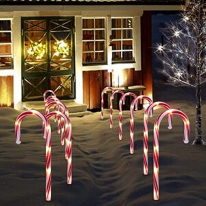 Joiedomi 12” Christmas Candy Cane Pathway Markers Lights with Stake,12 Pack Christmas Stakes Lights for Holiday Xmas Indoor Yard Patio Garden Walkway Christmas Decoration