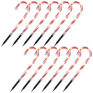 Joiedomi 12” Christmas Candy Cane Pathway Markers Lights with Stake,12 Pack Christmas Stakes Lights for Holiday Xmas Indoor Yard Patio Garden Walkway Christmas Decoration