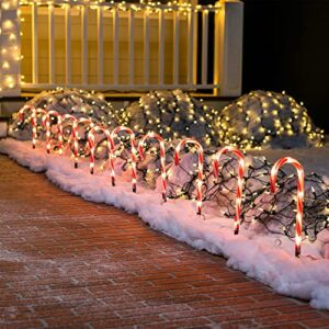 Joiedomi 12” Christmas Candy Cane Pathway Markers Lights with Stake,12 Pack Christmas Stakes Lights for Holiday Xmas Indoor Yard Patio Garden Walkway Christmas Decoration