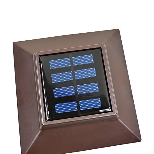 iGlow 8 Pack Brown Outdoor Garden 4 x 4 Solar LED Post Deck Cap Square Fence Light Landscape Lamp Lawn PVC Vinyl Plastic