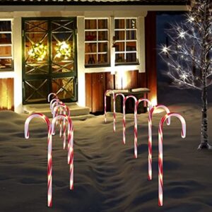 Joiedomi 17” Christmas Candy Cane Pathway Markers Lights, 12 Packs Christmas Stakes Lights Outdoor Pathway Decoration for Holiday Xmas Indoor Yard Patio Garden Walkway(Thick Red