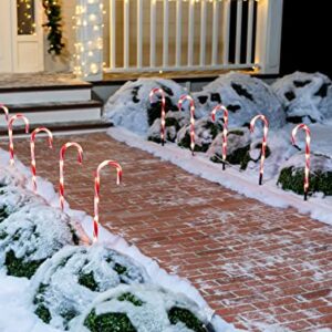 Joiedomi 17” Christmas Candy Cane Pathway Markers Lights, 12 Packs Christmas Stakes Lights Outdoor Pathway Decoration for Holiday Xmas Indoor Yard Patio Garden Walkway(Thick Red