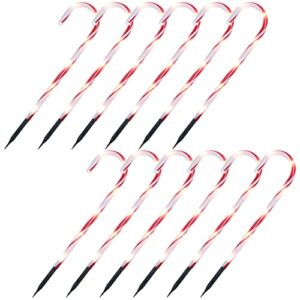 Joiedomi 17” Christmas Candy Cane Pathway Markers Lights, 12 Packs Christmas Stakes Lights Outdoor Pathway Decoration for Holiday Xmas Indoor Yard Patio Garden Walkway(Thick Red