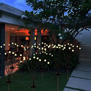 NBQQ Solar Garden Lights,Solar Firefly Lights,2 Pack 16 Heads Solar Swaying Lights Outdoor Decorative,Sway by Wind, High Flexibility Iron Wire & Heavy Bulb Base,Yard Patio Pathway Lawn Decoration