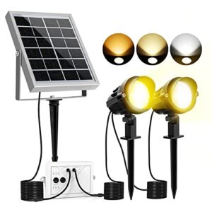 meikee solar outdoor spotlight 2 in 1, solar landscape lights with waterproof ip66, warm white solar lights outdoor spotlight, auto on/off solar spotlight for garden yard driveway patio