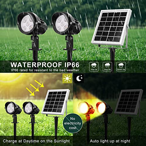 MEIKEE Solar Outdoor Spotlight 2 in 1, Solar Landscape Lights with Waterproof IP66, Warm White Solar Lights Outdoor Spotlight, Auto On/Off Solar Spotlight for Garden Yard Driveway Patio