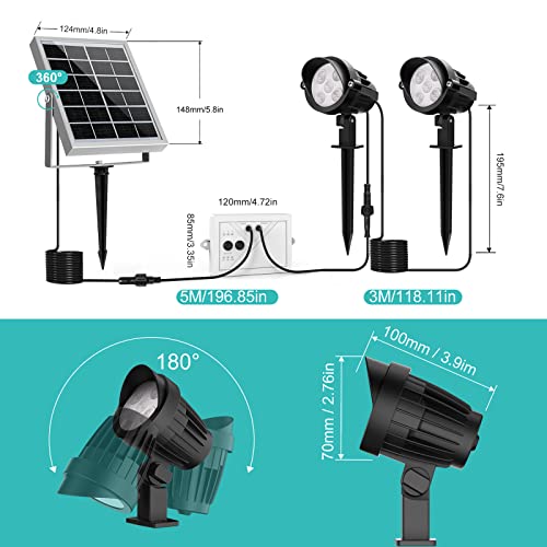 MEIKEE Solar Outdoor Spotlight 2 in 1, Solar Landscape Lights with Waterproof IP66, Warm White Solar Lights Outdoor Spotlight, Auto On/Off Solar Spotlight for Garden Yard Driveway Patio