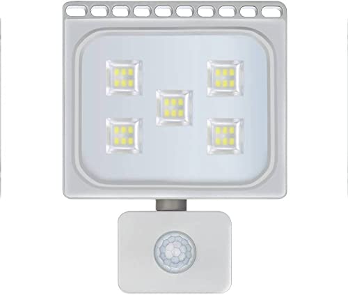 Houssem 30W LED Flood Light with PIR Security Lighting Outside Spotlight Led Search Lamp 110V Floodlights for Outdoor Garden Street Square Cool White[Energy Class A+]