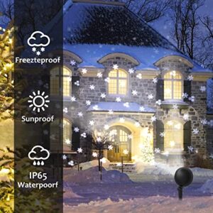 Christmas Lights Projector Outdoor Snowflakes Projection Light LED Waterproof Xmas Show Indoor White Snowfall Spotlight for Party Holiday House Garden Landscape Patio Outside Decorations (White)