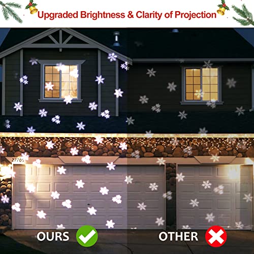 Christmas Lights Projector Outdoor Snowflakes Projection Light LED Waterproof Xmas Show Indoor White Snowfall Spotlight for Party Holiday House Garden Landscape Patio Outside Decorations (White)