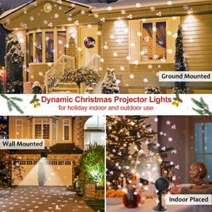 Christmas Lights Projector Outdoor Snowflakes Projection Light LED Waterproof Xmas Show Indoor White Snowfall Spotlight for Party Holiday House Garden Landscape Patio Outside Decorations (White)