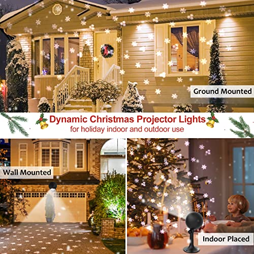 Christmas Lights Projector Outdoor Snowflakes Projection Light LED Waterproof Xmas Show Indoor White Snowfall Spotlight for Party Holiday House Garden Landscape Patio Outside Decorations (White)