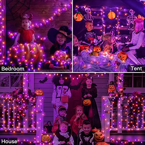 Ollny Halloween Lights Outdoor 240LED 80FT - Orange and Purple String Lights - 8 Modes IP44 Waterproof UL588 Timer Memory Plug in for Party Garden Yard Patio Tree Fence Indoor Halloween Decorations