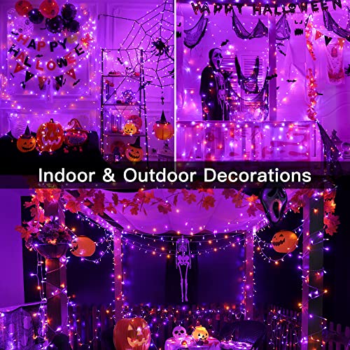 Ollny Halloween Lights Outdoor 240LED 80FT - Orange and Purple String Lights - 8 Modes IP44 Waterproof UL588 Timer Memory Plug in for Party Garden Yard Patio Tree Fence Indoor Halloween Decorations