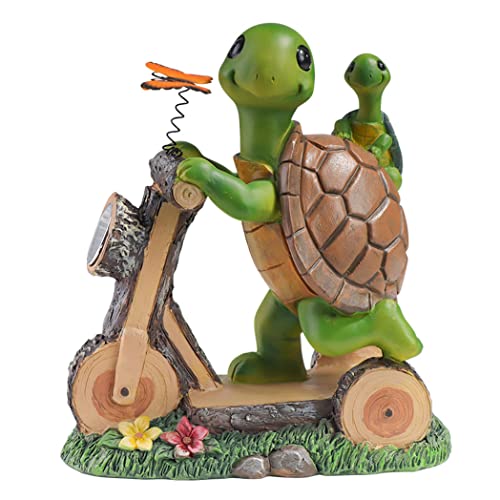 MOOTKA Outdoor Figurine Lights with the Cute Turtle Riding Scooter, Sweet Garden Solar Fairy Light Statue of Sea Turtle Gifts for Mother Home, Waterproof LED Decorations for Patio Home Pathway Outside