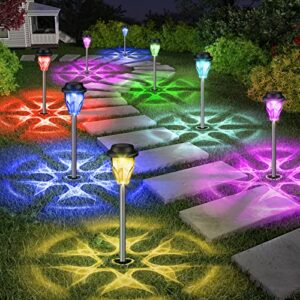 eleclink solar outdoor lights 2 pack, color changing & warm white led solar outdoor decorative lights for christmas, waterproof solar powered garden lights for yard pathway holiday festival decor