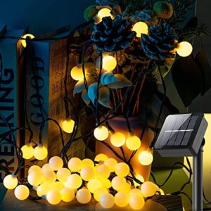 kiosbibi outdoor string lights, 35.6ft 60led solar string lights outdoor waterproof ip65, 8 lighting modes led string lights for garden yard porch wedding party patio decor christmas gifts