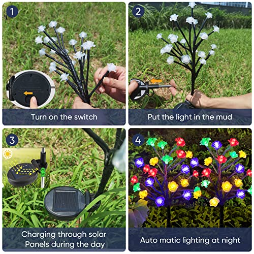 Solar Garden Lights Solar Outdoor Lights 2Pack,20Led Solar Flower Lights Outdoor Solar Powered Waterproof Landscape Tree Decorative Lights for Pathway,Patio,Front Yard Decoration Christmas Decor