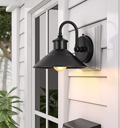 JOESA Dusk to Dawn Classic Outdoor Barn Light Fixture, Outdoor Waterproof and Rust Resistant Gooseneck Barn Lights, E26 Front Porch Lights for House, Garage, Garden