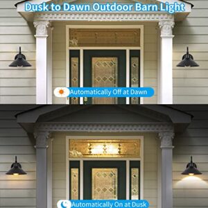 JOESA Dusk to Dawn Classic Outdoor Barn Light Fixture, Outdoor Waterproof and Rust Resistant Gooseneck Barn Lights, E26 Front Porch Lights for House, Garage, Garden