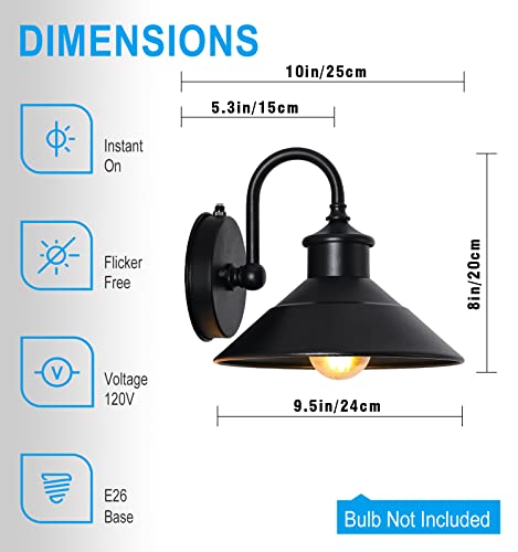 JOESA Dusk to Dawn Classic Outdoor Barn Light Fixture, Outdoor Waterproof and Rust Resistant Gooseneck Barn Lights, E26 Front Porch Lights for House, Garage, Garden