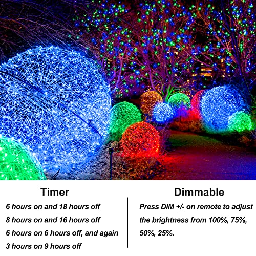 Hezbjiti Christmas Lights Color Changing Indoor String Lights 11 Modes 300LED 99ft LED Fairy Lights with Remote for Xmas Party Tree Yard Porch Garden Wedding Blue to Green