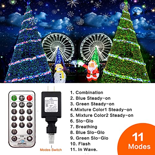 Hezbjiti Christmas Lights Color Changing Indoor String Lights 11 Modes 300LED 99ft LED Fairy Lights with Remote for Xmas Party Tree Yard Porch Garden Wedding Blue to Green