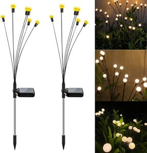 solar lights outdoor waterproof, 2 pcs solar garden lights firefly lights solar outdoor solar pathway lights – outdoor solar lights for yard christmas garden lights solar powered waterproof