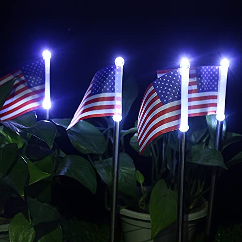 Epicgadget Solar Lights Outdoor, Outdoor Led Pathway Landscape Solar Lights Solar Powered Garden Lights American Flag Shaped Decor Stake Lights for Yard Patio Walkway Pathway (2 Pieces)