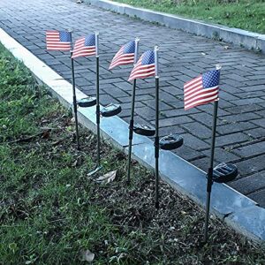 Epicgadget Solar Lights Outdoor, Outdoor Led Pathway Landscape Solar Lights Solar Powered Garden Lights American Flag Shaped Decor Stake Lights for Yard Patio Walkway Pathway (2 Pieces)