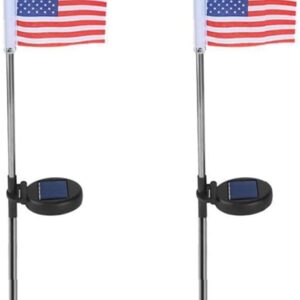 Epicgadget Solar Lights Outdoor, Outdoor Led Pathway Landscape Solar Lights Solar Powered Garden Lights American Flag Shaped Decor Stake Lights for Yard Patio Walkway Pathway (2 Pieces)